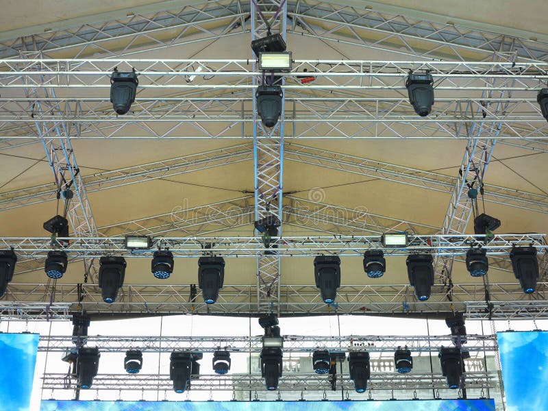 Modern Stage Structures and Light Equipment before Concert Stock Photo ...