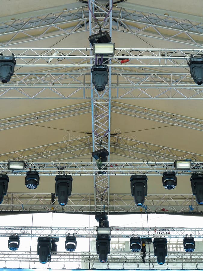 Modern Stage Structures and Light Equipment before Concert Stock Image ...