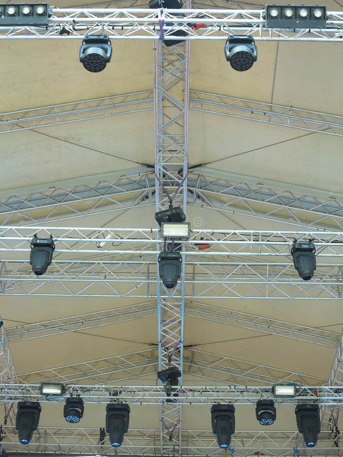 Modern Stage Structures and Light Equipment before Concert Stock Image ...