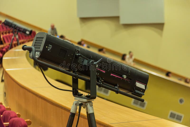Modern Stage Theater Floodlight Equipment and Projector Lighting. Stock ...
