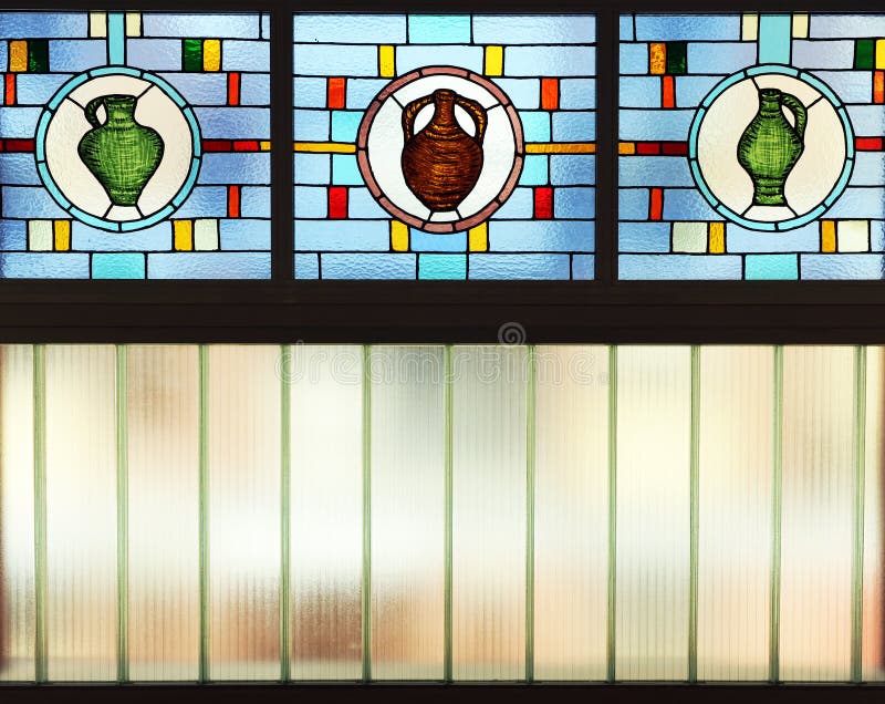 Modern Stained Glass Made with a Composition of Rectangular Glasses of ...