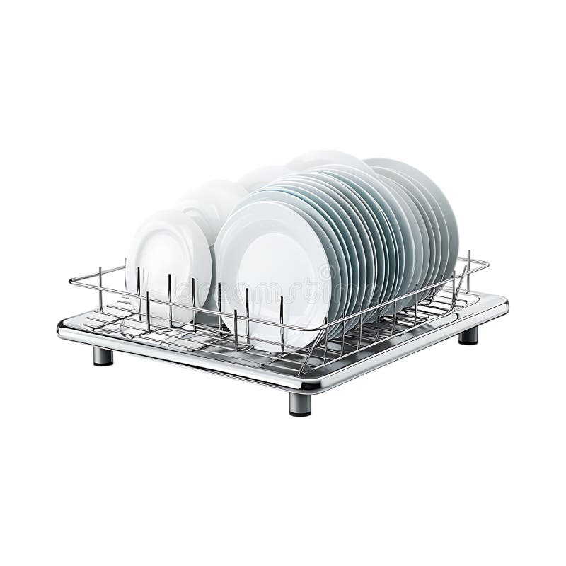 Modern Stainless Steel Dish Drying Rack for Kitchen Against Transparent ...