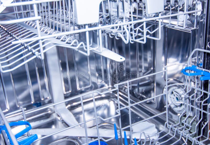 Modern Stainless Steel Dishwasher Interior after Washing. Stock Image ...