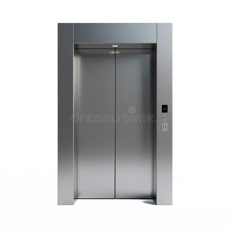 Modern Stainless Steel Elevator with Closed Doors and Control Panel No ...
