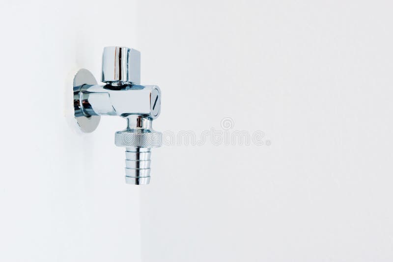 Modern Stainless Steel Faucet is Install on Wall Stock Image - Image of ...