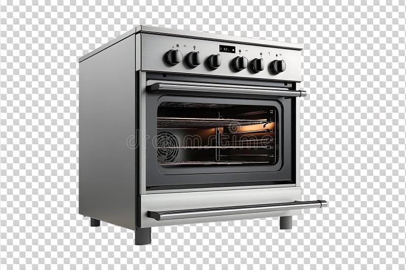 A Modern Stainless Steel Gas Range with an Oven and Multiple Knobs for ...
