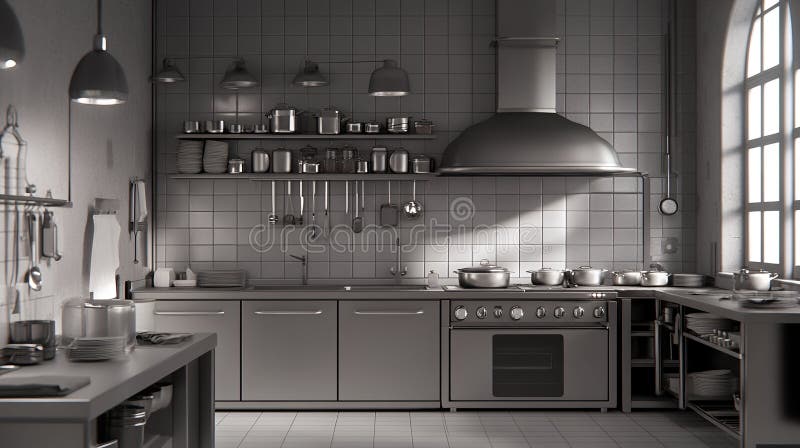 Modern Stainless Steel Kitchen Design Professional Cooking Space ...