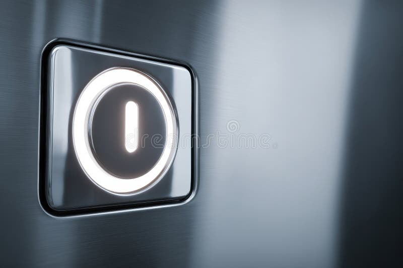 Modern Stainless Steel Power Button with Illuminated on/Off Symbol ...