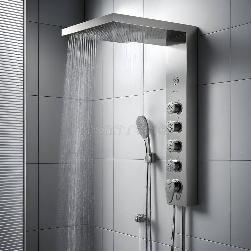 Modern Stainless Steel Shower Panel Rainfall Showerhead Multifunction ...