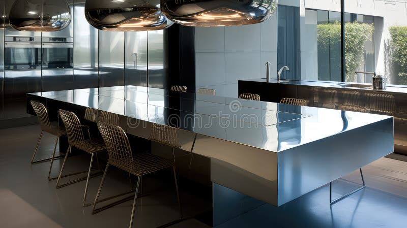 Modern Stainless Steel Table Stock Illustration - Illustration of ...