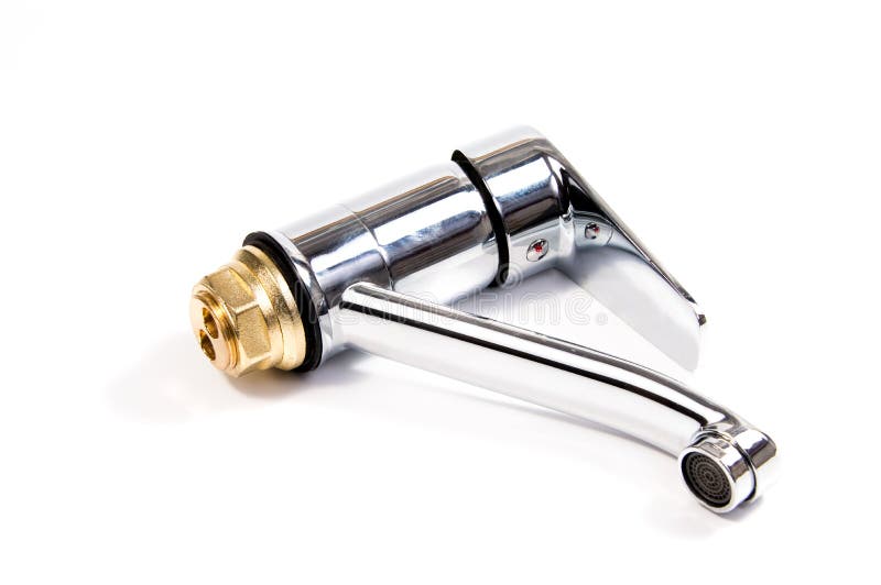 Modern Stainless Steel Tap. Isolated on White Stock Photo - Image of ...