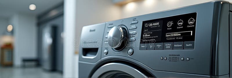 Modern Stainless Steel Washing Machine Digital Display Contemporary ...