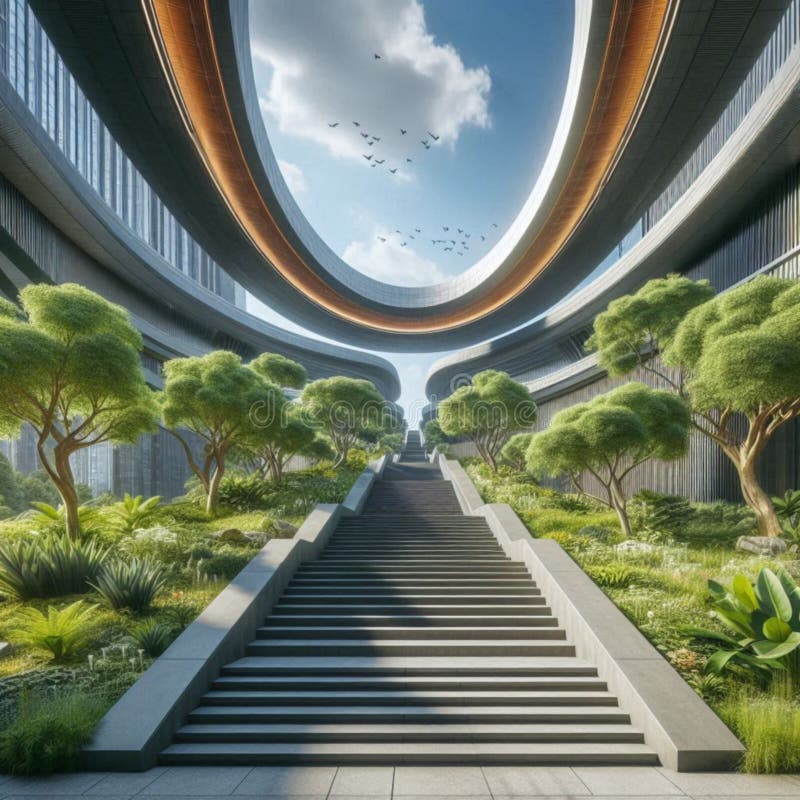 Modern Staircase in a Futuristic Setting Stock Photo - Image of ideal ...