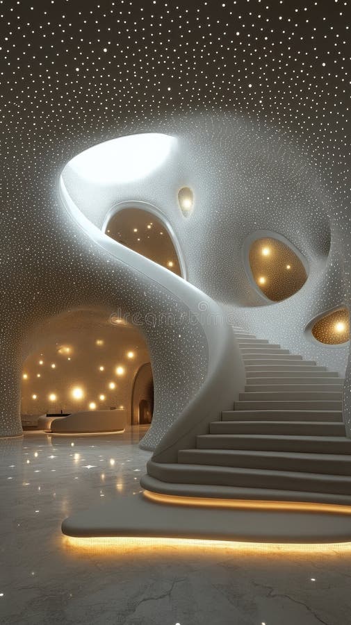 A Modern Staircase with Luminous Design Elements Set in a Luxurious ...