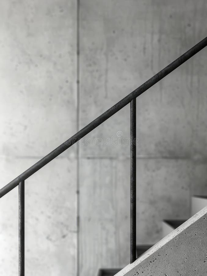 Modern Staircase Railing Against a Concrete Wall Stock Image - Image of ...