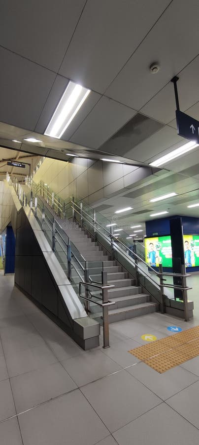Modern Staircase with Stainless in a City Railway Station Editorial ...