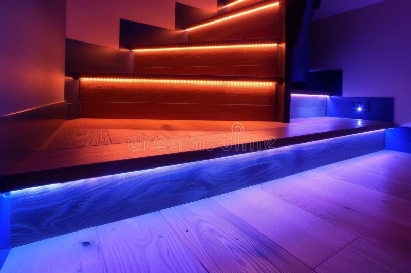 Modern Stairs with LED Lighting Stock Photo - Image of steps ...