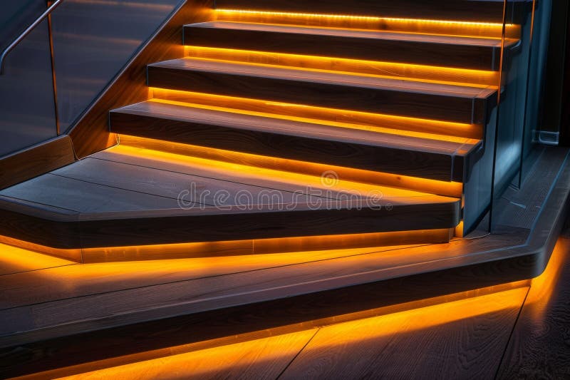 Modern Stairs with LED Lighting Stock Photo - Image of ambient, indoor ...