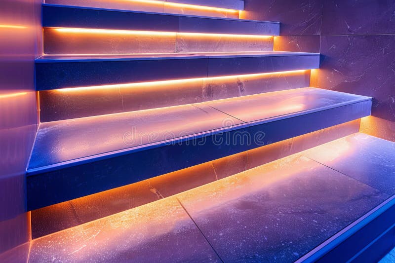 Modern Stairs with LED Lighting Stock Image - Image of contemporary ...