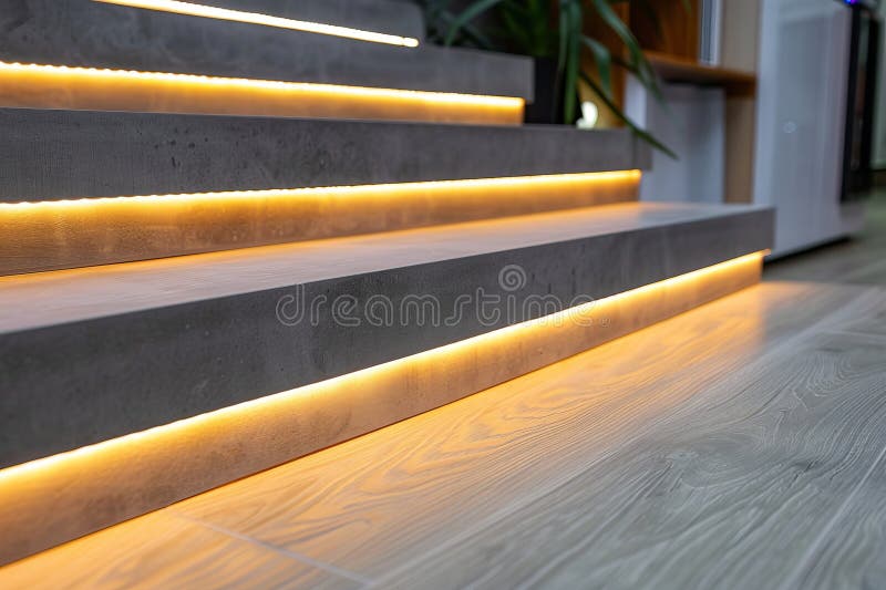 Modern Stairs with LED Lighting Stock Image - Image of stylish ...