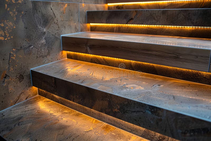 Modern Stairs with LED Lighting Stock Photo - Image of fixture, steps ...