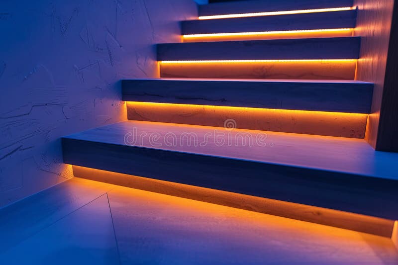 Modern Stairs with LED Lighting Stock Photo - Image of ambient ...