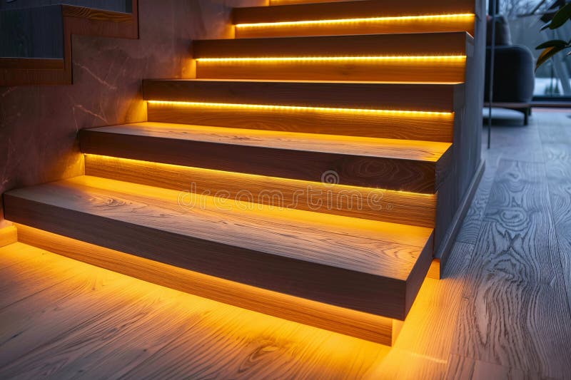 Modern Stairs with LED Lighting Stock Image - Image of detailed ...