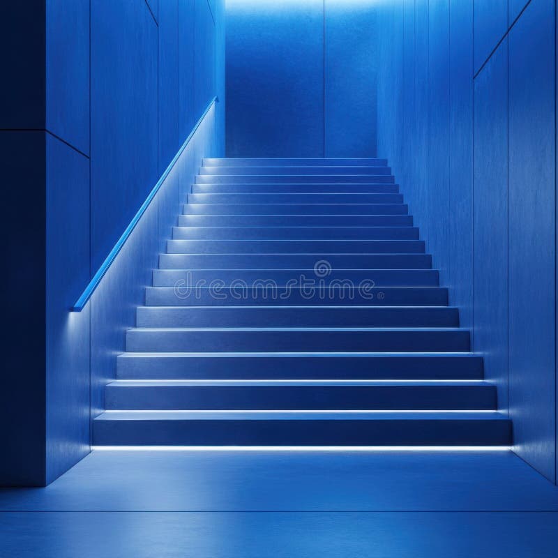 Modern Stairs Led Lighting Blue Ambiance Stock Photos - Free & Royalty ...
