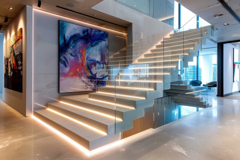 Modern Stairs in a Modern Office Building. Interior Design and ...