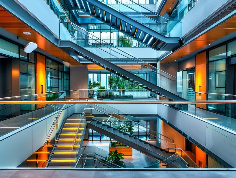 Modern Stairs in a Modern Office Building. Interior Design and ...