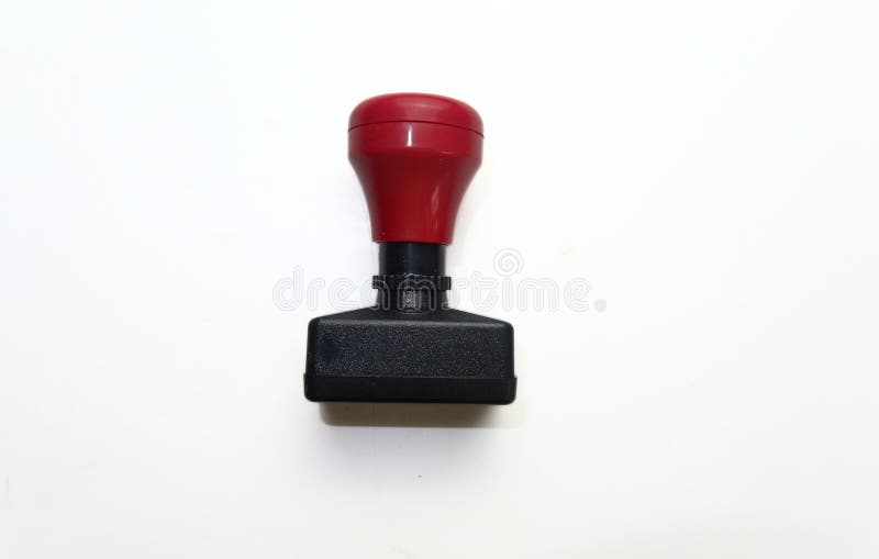 Modern Stamp, Red Handle Rubber Stamp Top View Isolated on White ...