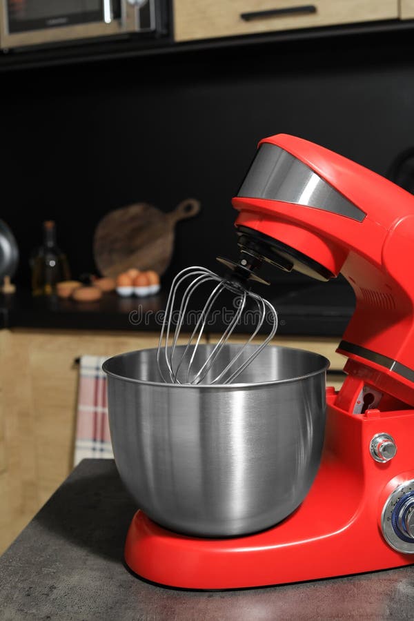 Modern Stand Mixer on Table in Kitchen Stock Image - Image of grey ...