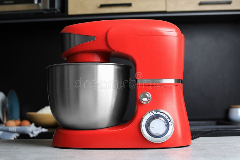 Modern Stand Mixer on Table in Kitchen Stock Photo - Image of domestic ...