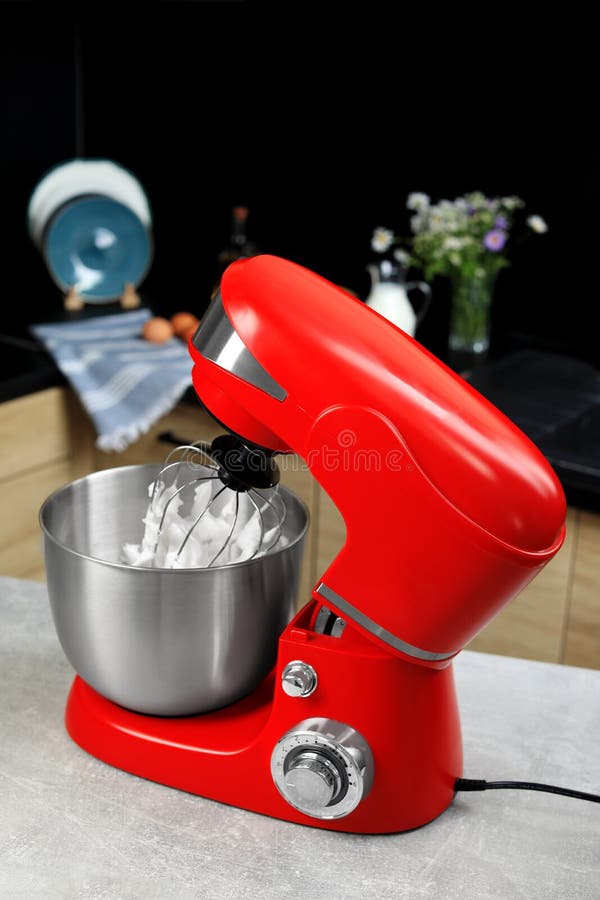 Modern Red Stand Mixer Isolated on White Stock Photo - Image of bowl ...