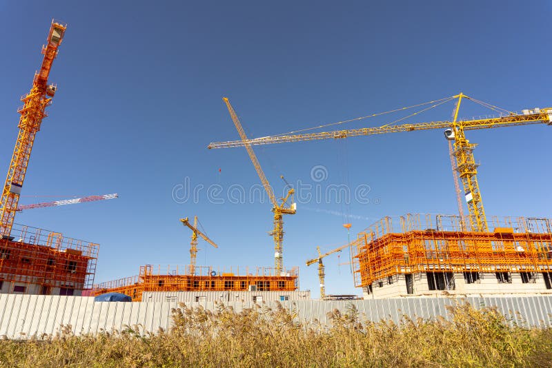 Modern and Standardization Building Construction Site in the City that ...