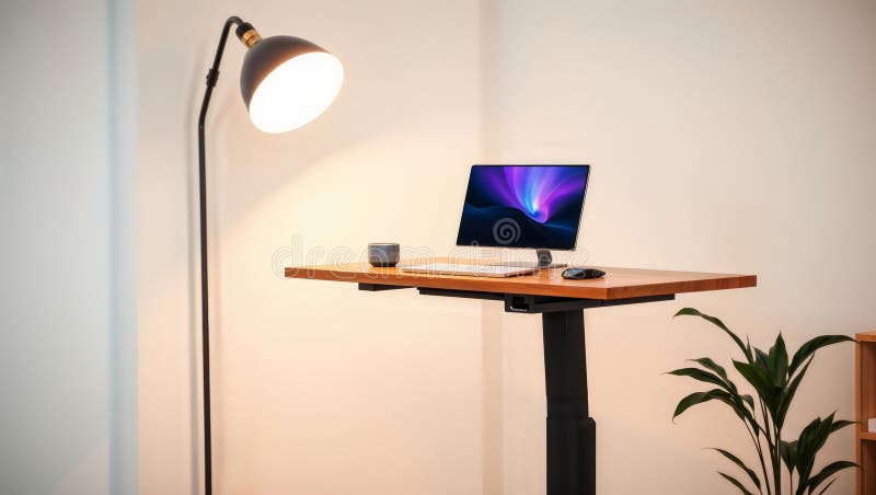 Minimalist Standing Desk Workspace Setup, Generative Ai Stock ...