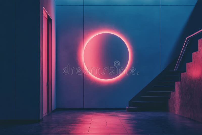 Modern Startup Interior with Projected Light on Wall Design Stock ...