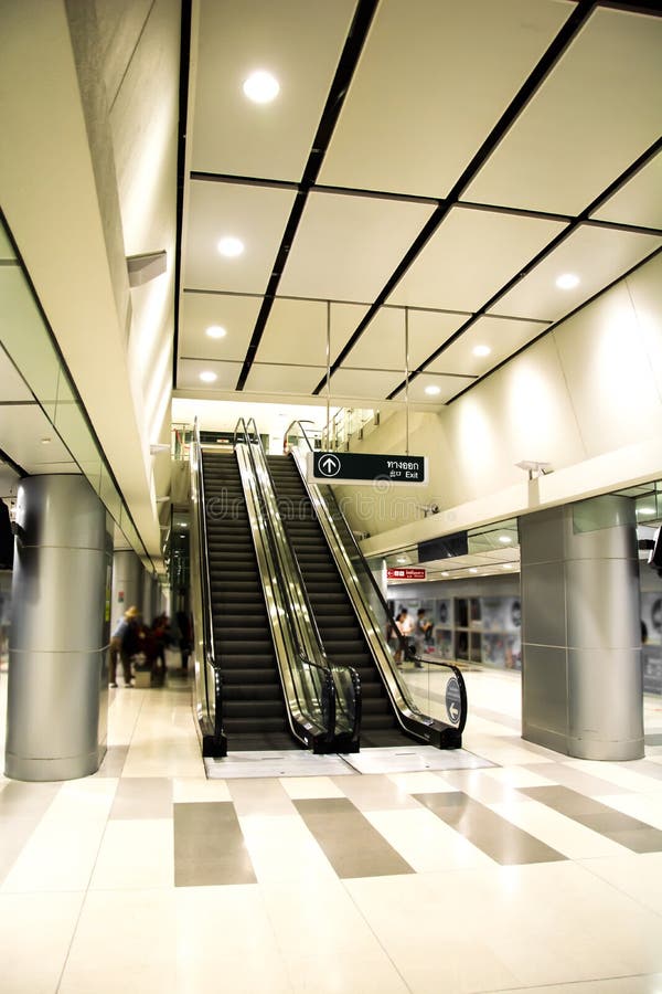 Modern Station Escalator and Architecture Interior Design Stock Image ...