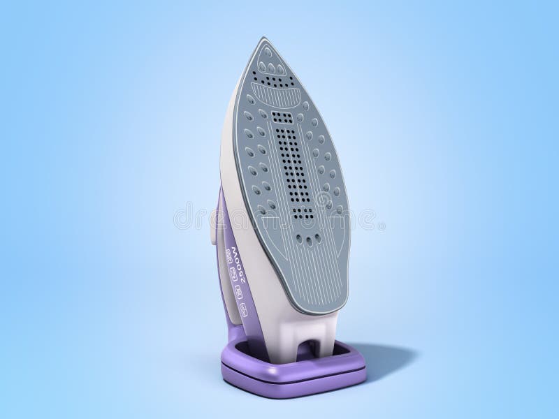Modern Steam Iron 3d Render on Blue Stock Illustration - Illustration ...