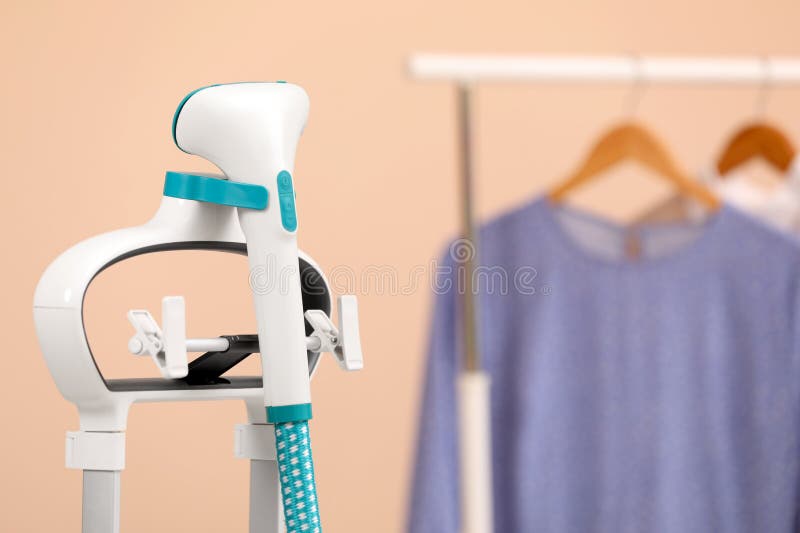 Modern Steam Iron at Home, Closeup. Space for Text Stock Photo - Image ...