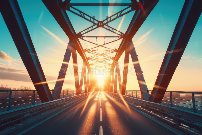 Modern Steel Bridge with Sunburst Symbolizing Innovation and ...