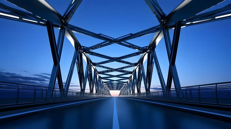 Modern Steel Bridge Twilight Sky Road Construction Engineering AI ...