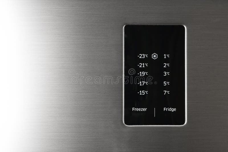 Modern Steel Colored Fridge and Freezer Control Panel Stock Photo ...