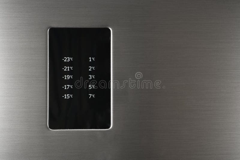 Modern Steel Colored Fridge and Freezer Control Panel Stock Photo ...