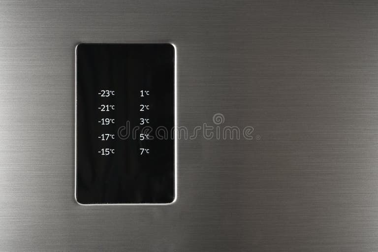Modern Steel Colored Fridge and Freezer Control Panel Stock Photo ...