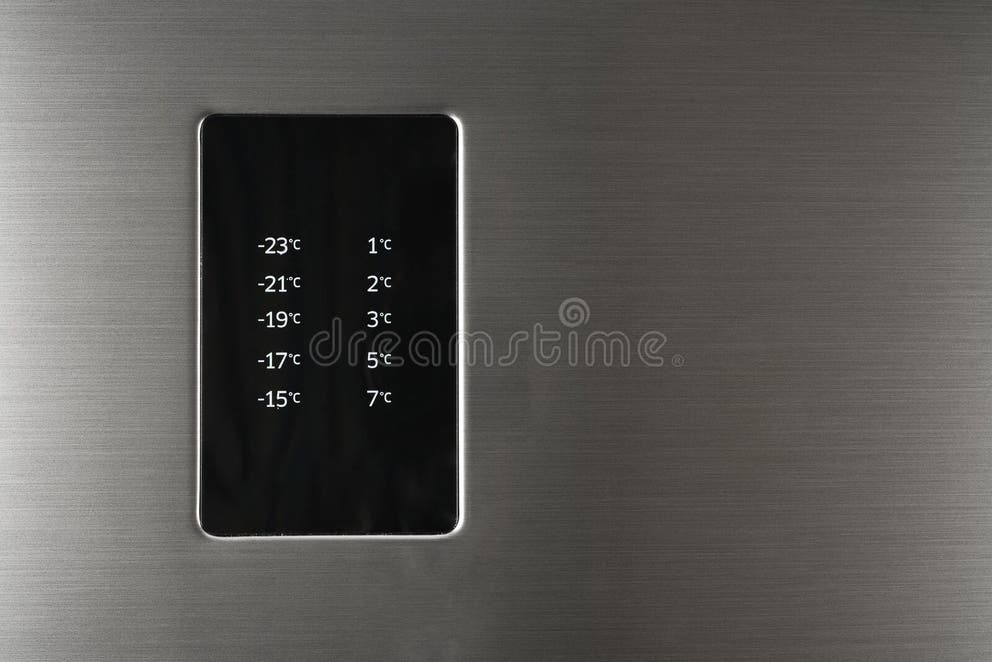Modern Steel Colored Fridge and Freezer Control Panel Stock Photo ...