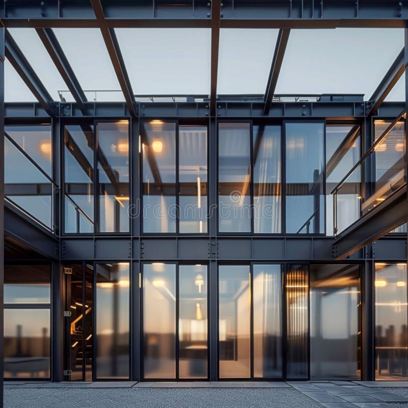 Modern Steel Frame Construction at Twilight. Generative Ai Stock ...