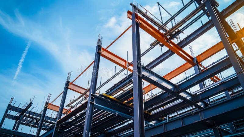 Modern Steel Framework of a Building Under Construction. Generative Ai ...