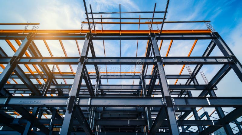 Modern Steel Framework of a Building Under Construction. Generative Ai ...