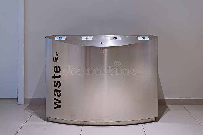 Modern Steel Litter Bin with Sections for Sorting Rubbish in Public ...